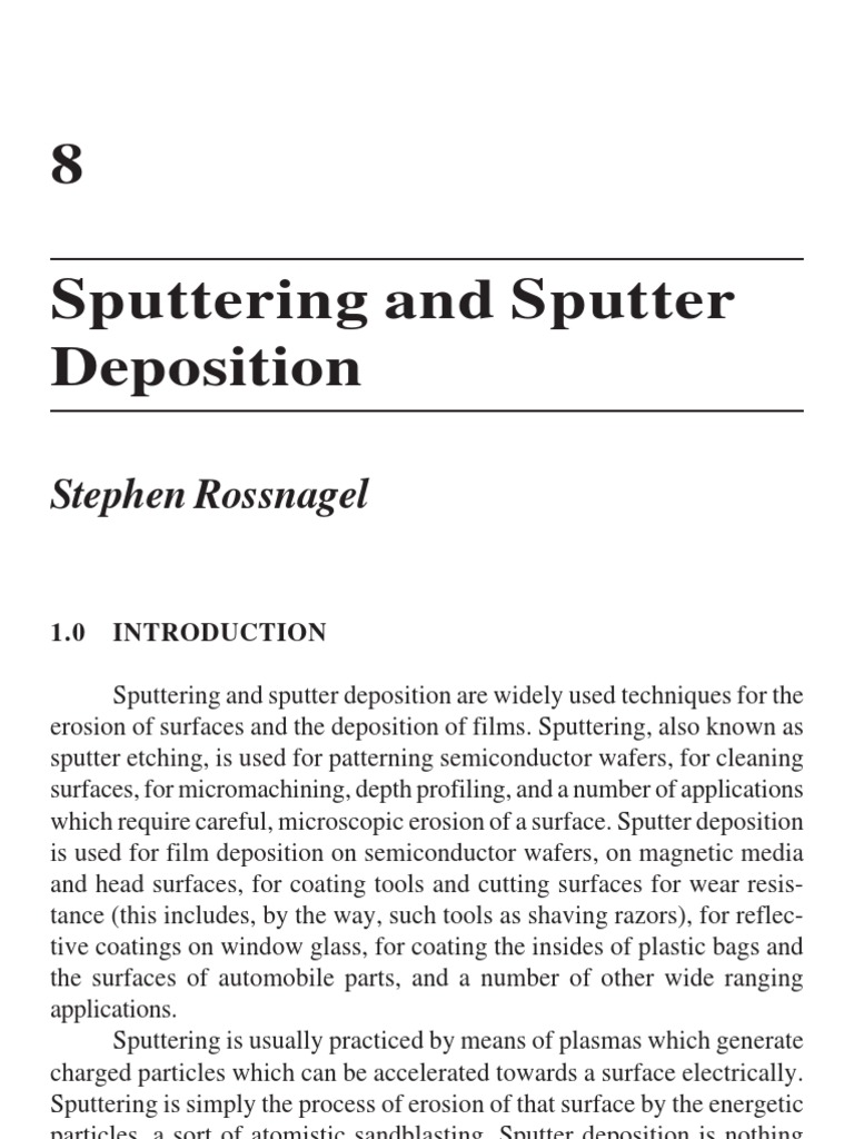 8 Sputtering and Sputter Deposition: Stephen Rossnagel | PDF