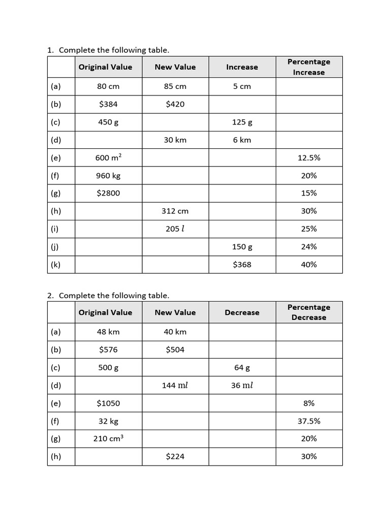 2 Percentage Exercise 2 Pdf