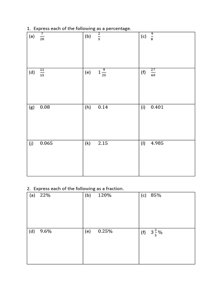 2.Percentage Exercise 1 | PDF