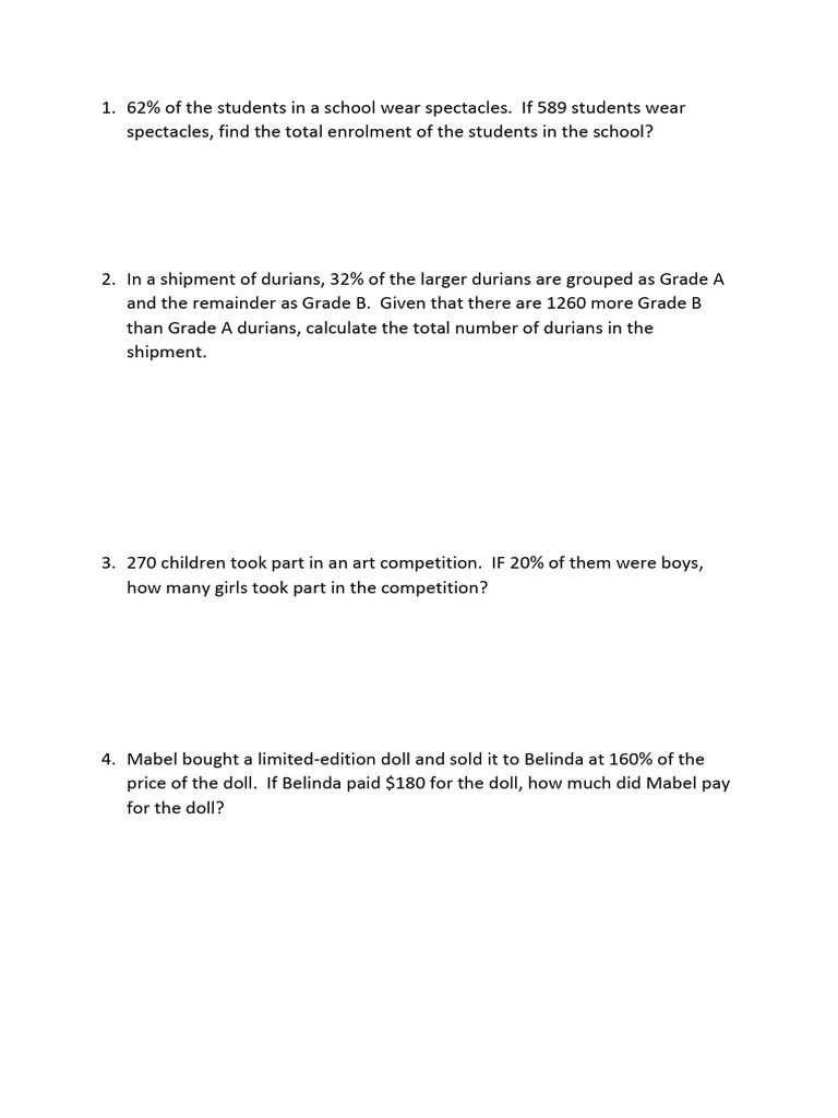 2.percentage Exercise 3 | PDF