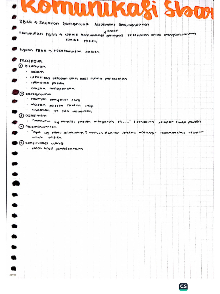 KOMUNIKASI SBAR (punya kiara twt @sunflowersbean) | PDF