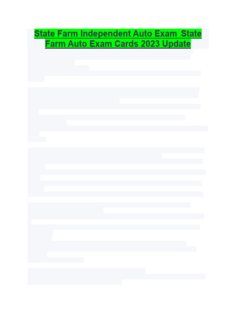 State Farm Independent Auto Exam - State Farm Auto Exam Cards 2023 Update | PDF | Insurance