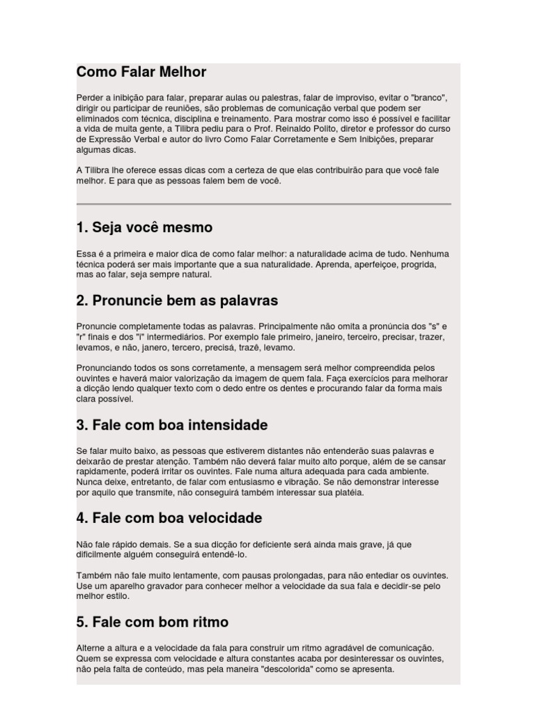 Como Falar Melhor | PDF | Canto | Interpretação linguística