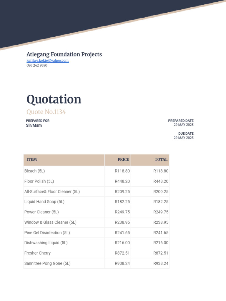 Atlegang Foundation Quotation 2025 | PDF