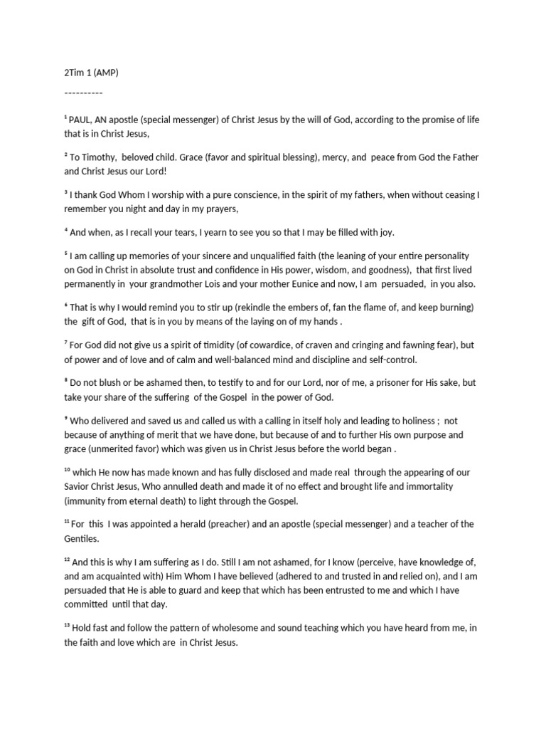 Paul's Letter to Timothy: Faith and Encouragement | PDF | Jesus | Mercy