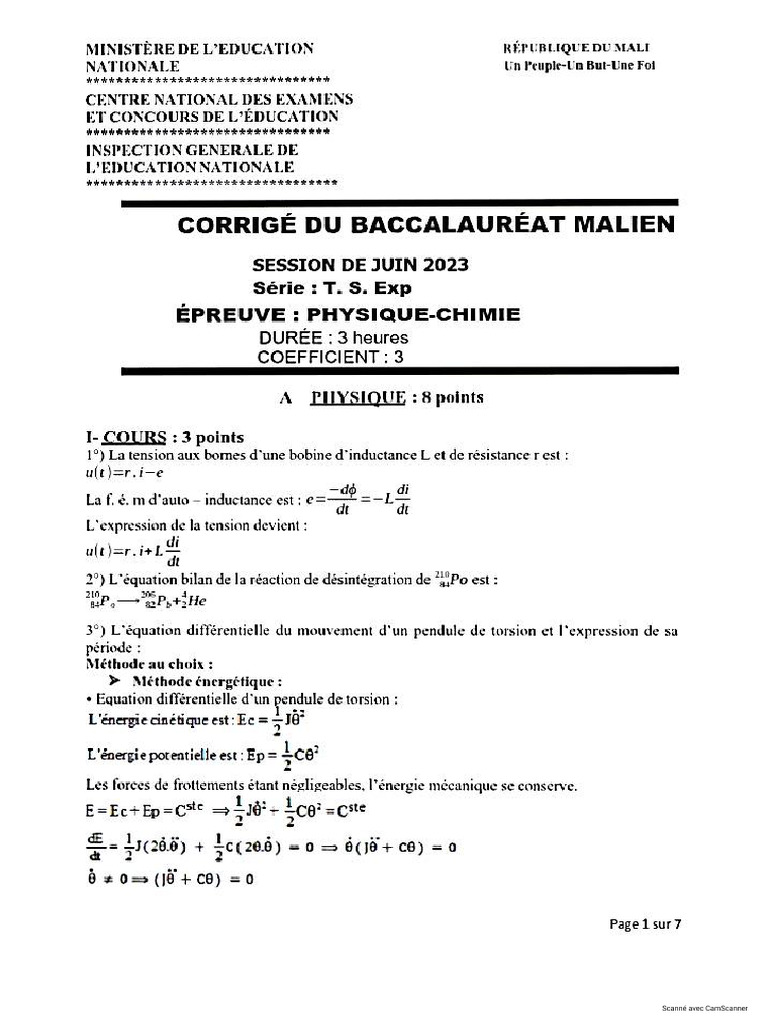 Correction Bac 2023 Physique Chimie TSEXP | PDF