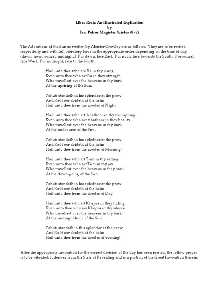 Liber Resh: Sun Adorations Explained | PDF | Solar Deity | Ancient ...