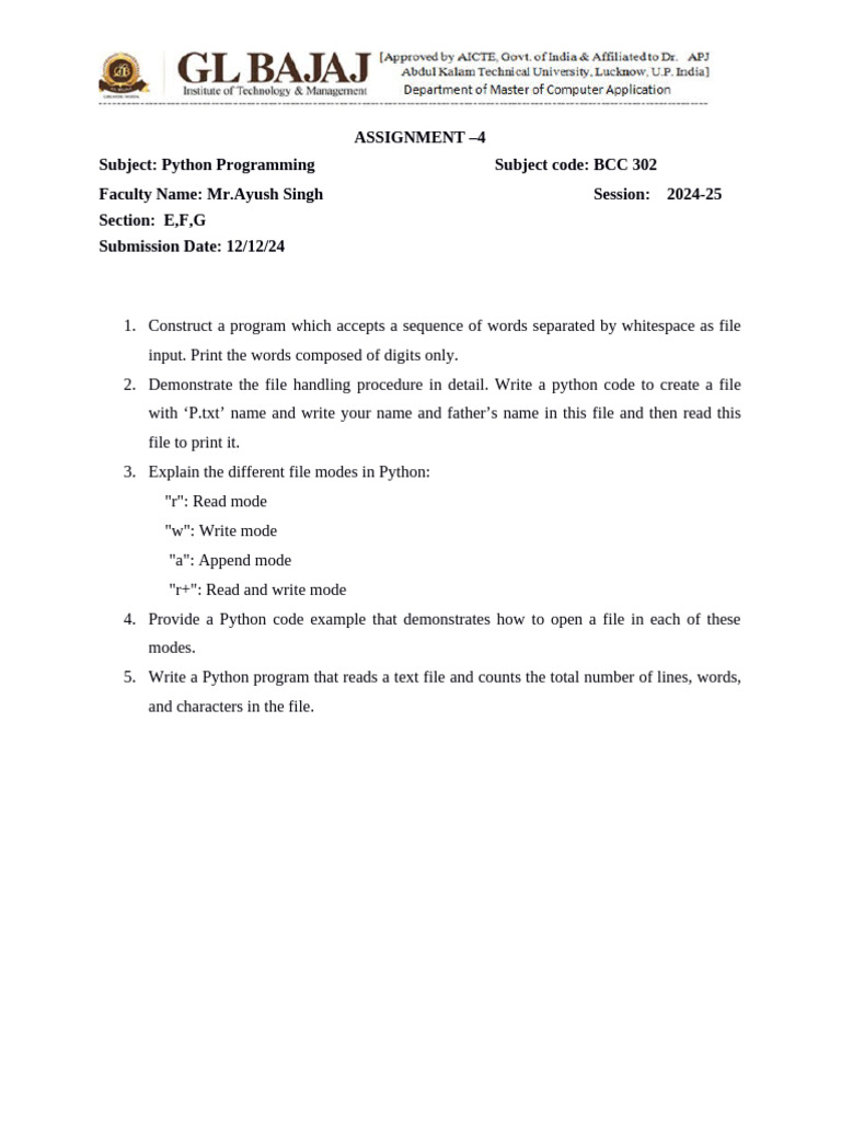 Python ASSIGNMENT-4 | PDF