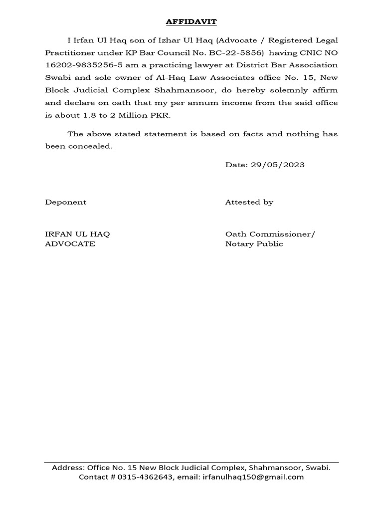 AFFIDAVIT Al Haq Associates | PDF