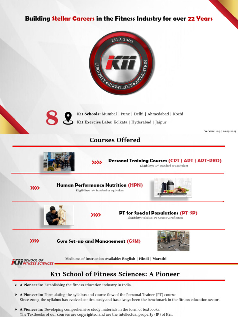 K11 Fitness Trainer Certification Overview | PDF | Personal Trainer ...