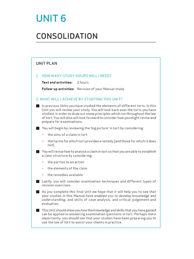 Tort Law Study Guide: Aims and Analysis | PDF | Negligence | Tort