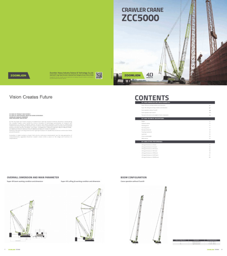 Zoomlion-Crawler-Cranes-Spec-Zoomlion ZCC5000 | PDF | Crane (Machine) | Mechanical Engineering