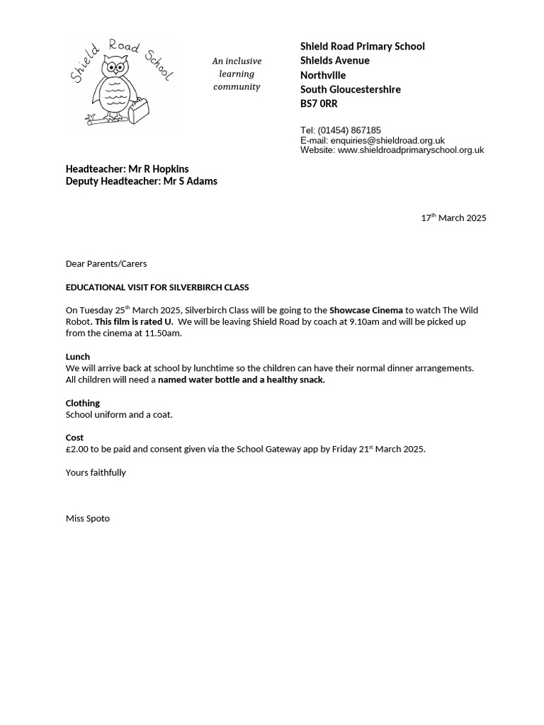 Silverbirch Class Cinema Trip Details | PDF