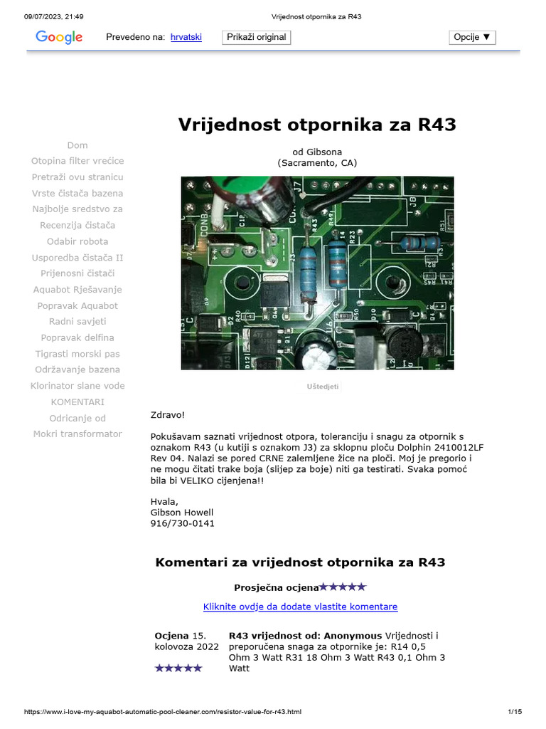 Vrijednost Otpornika Za R43 | PDF