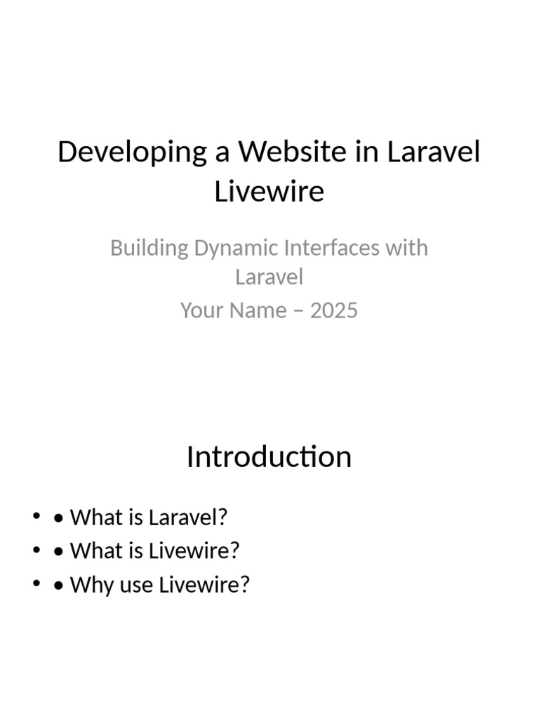Laravel Livewire Website Development | PDF