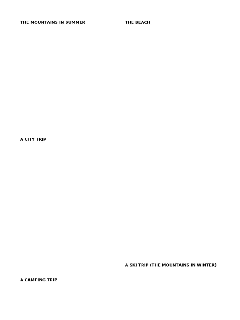 Types of Vacation | PDF