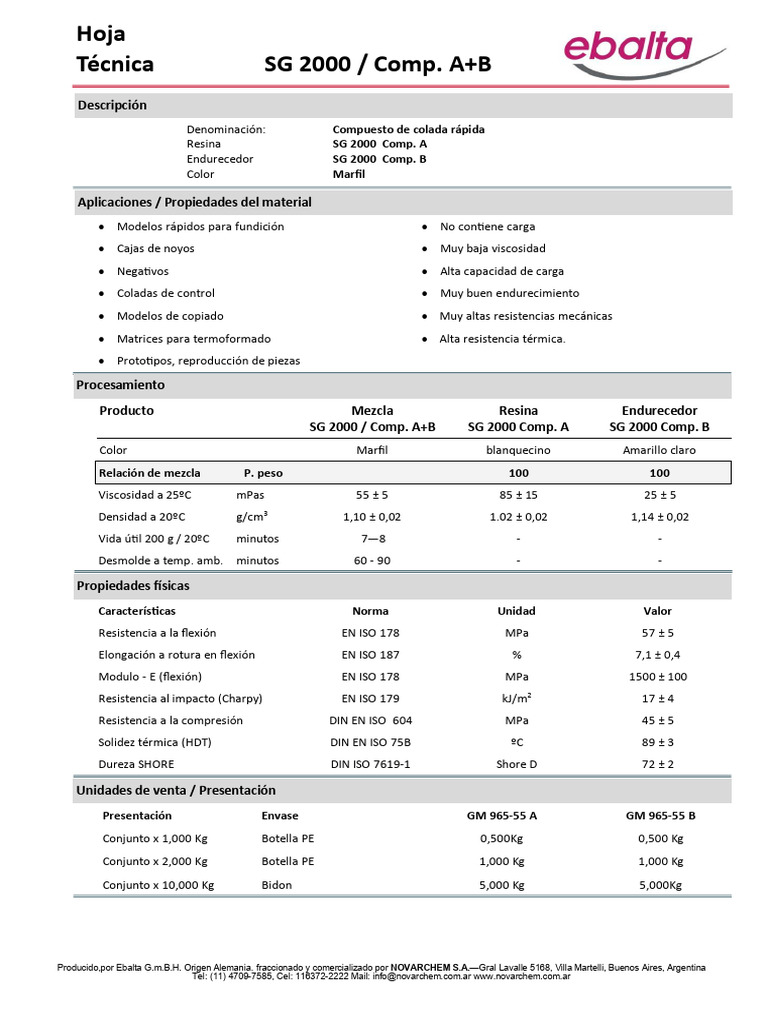 Hoja Tecnica Ebalta SG 2000 | PDF | Contaminación | Materiales