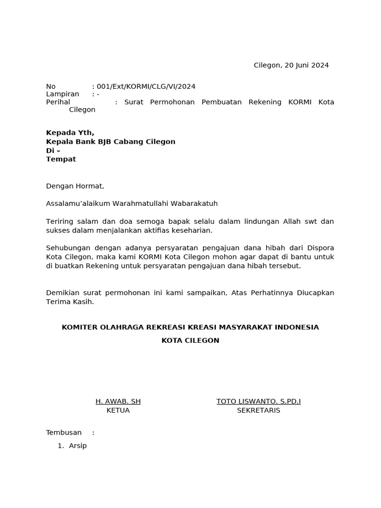 Surat Pengantar BJB Dan NPWP Kormi | PDF