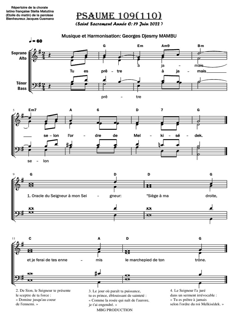 Partition du Psaume 109 (110) | PDF | Hymnes chrétiens | Musique religieuse