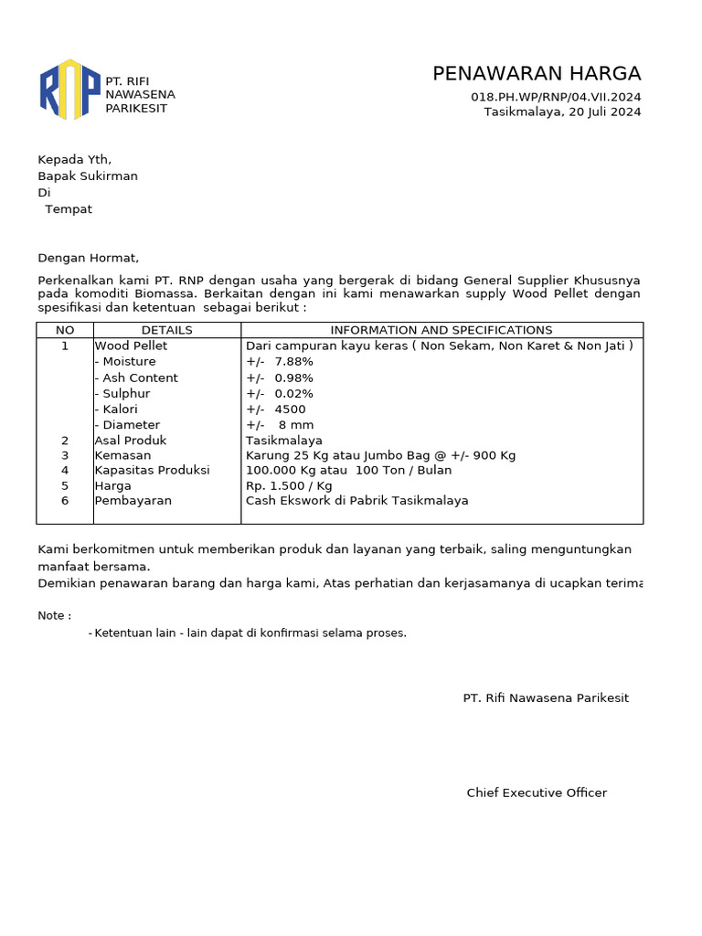 Form Penawaran Barang | PDF
