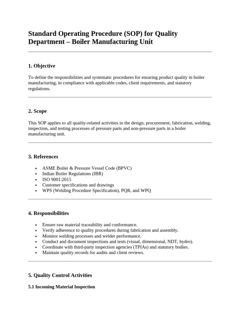 Standard Operating Procedure-Quality | PDF | Nondestructive Testing | Audit