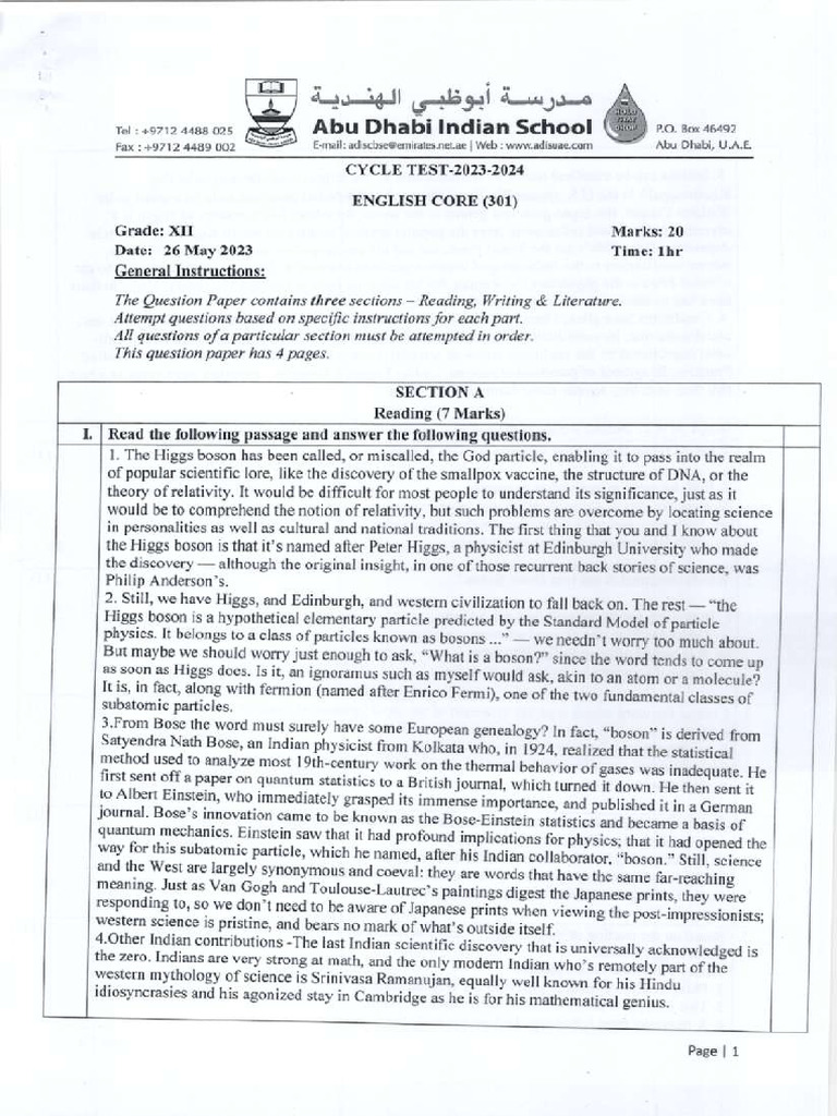 Cycle Test - XII'23 (PCMC) | PDF