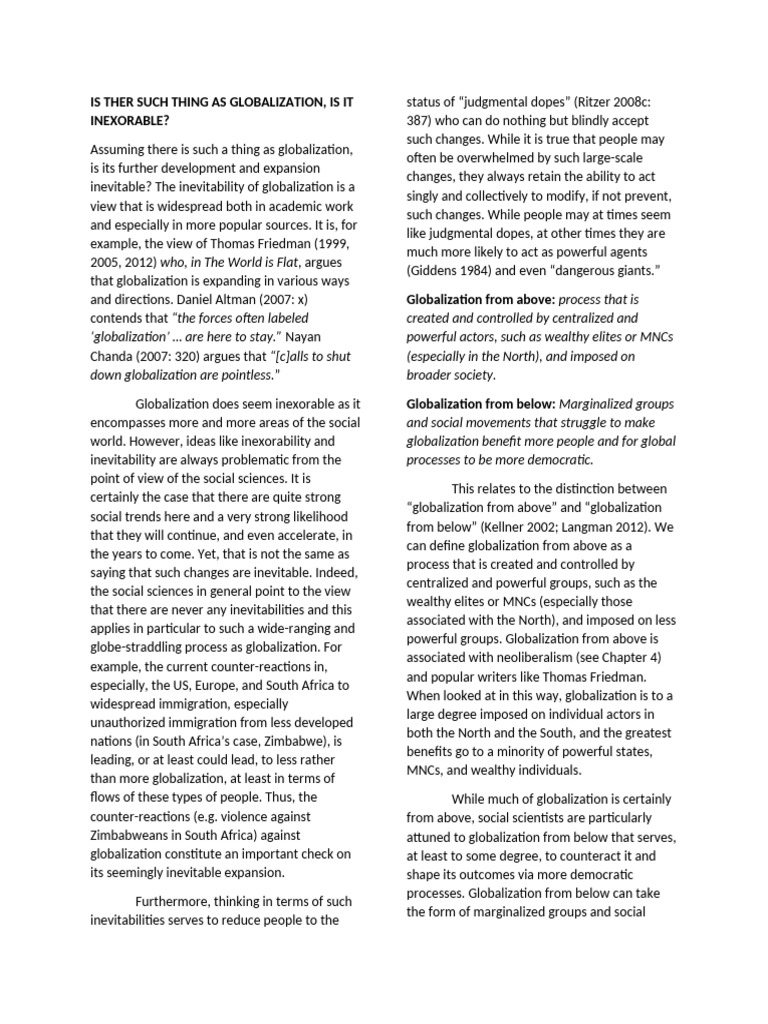 If There Is Such A Thing As Globalization, Is It Inexorable | PDF ...