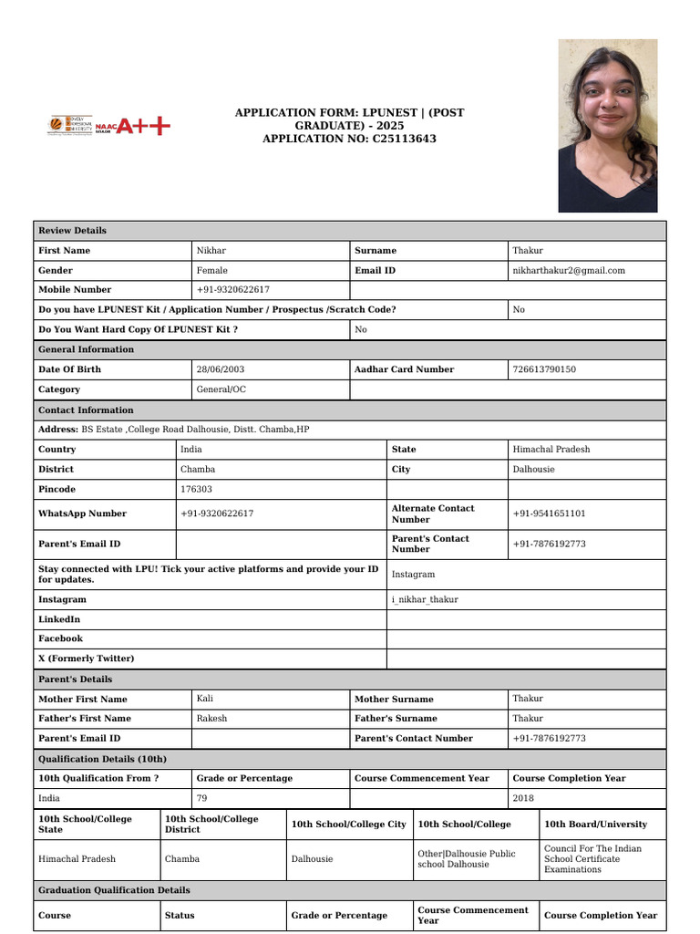 Lpunest Application PDF c25113643 | PDF