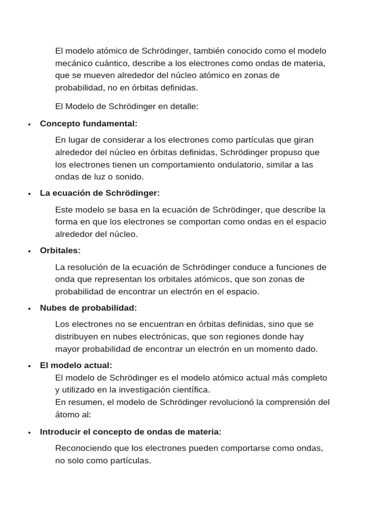 El Modelo Atómico de Schrödinger | PDF | Ecuación de Schrödinger | Átomos
