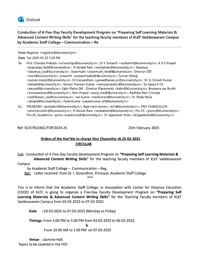 A Five-Day Faculty Development Program On "Preparing Self Learning ...