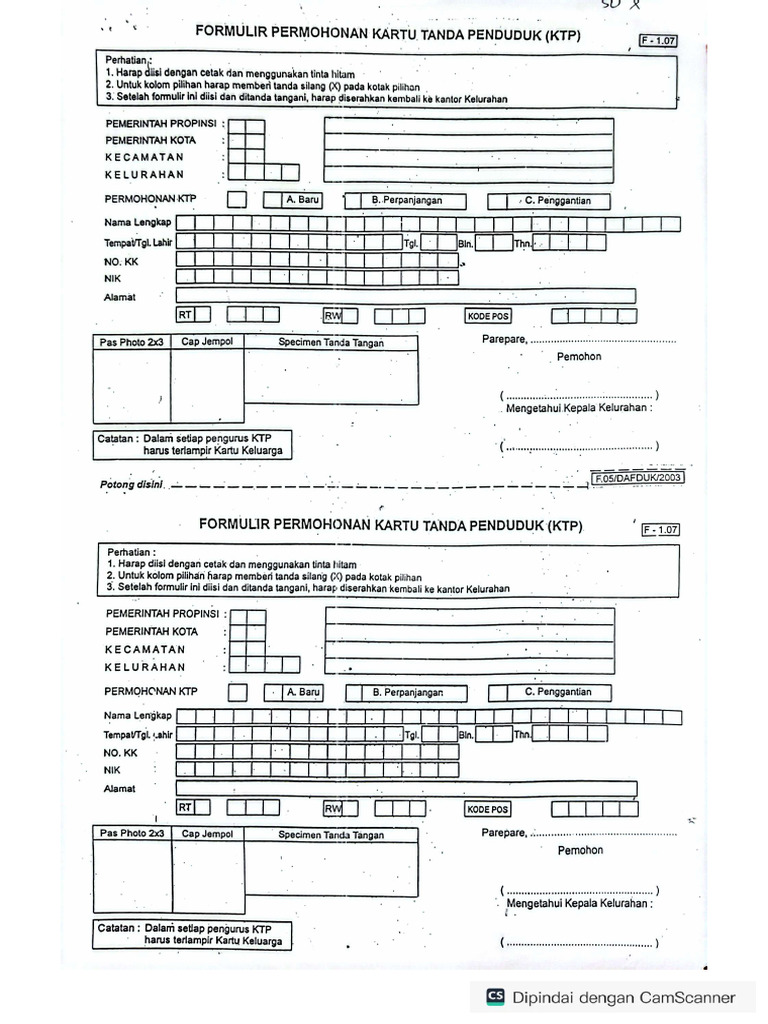 Surat Pengantar Permohonan Mendapatkan KTP | PDF