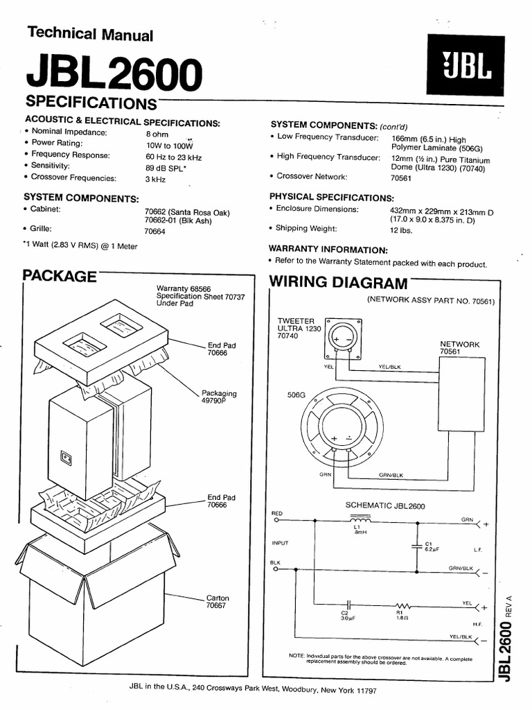 jbl-2600 100w Speaker System SM | PDF