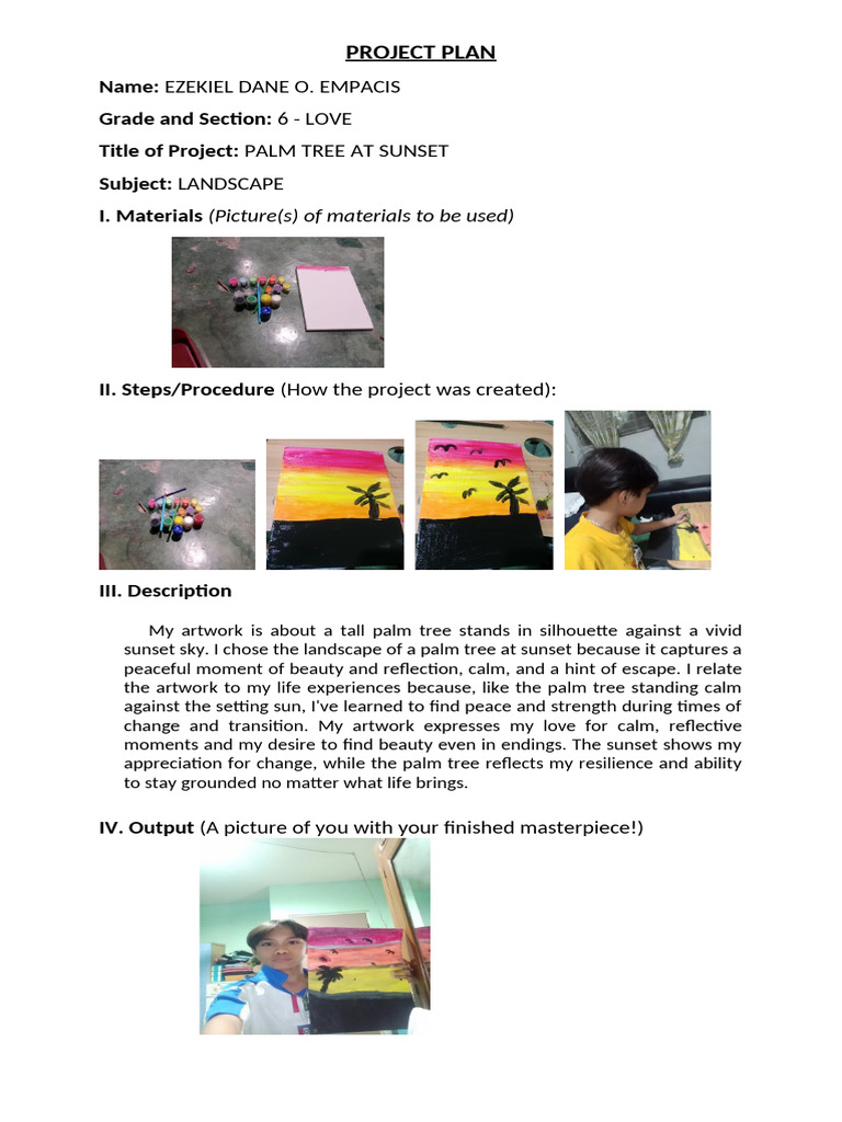 Palm Tree Sunset Project Plan | PDF