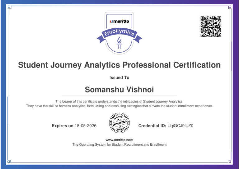 Student Journey Analytics Professional Certification | PDF
