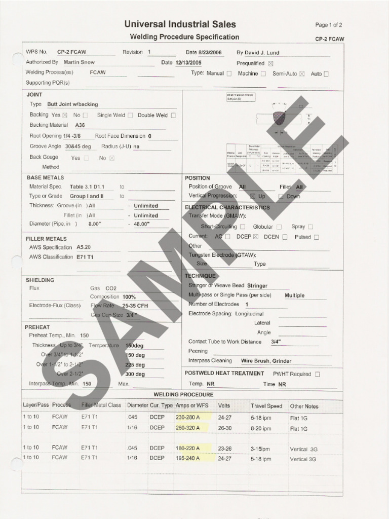 Example - Welding Procedure Specification (WPS) | PDF