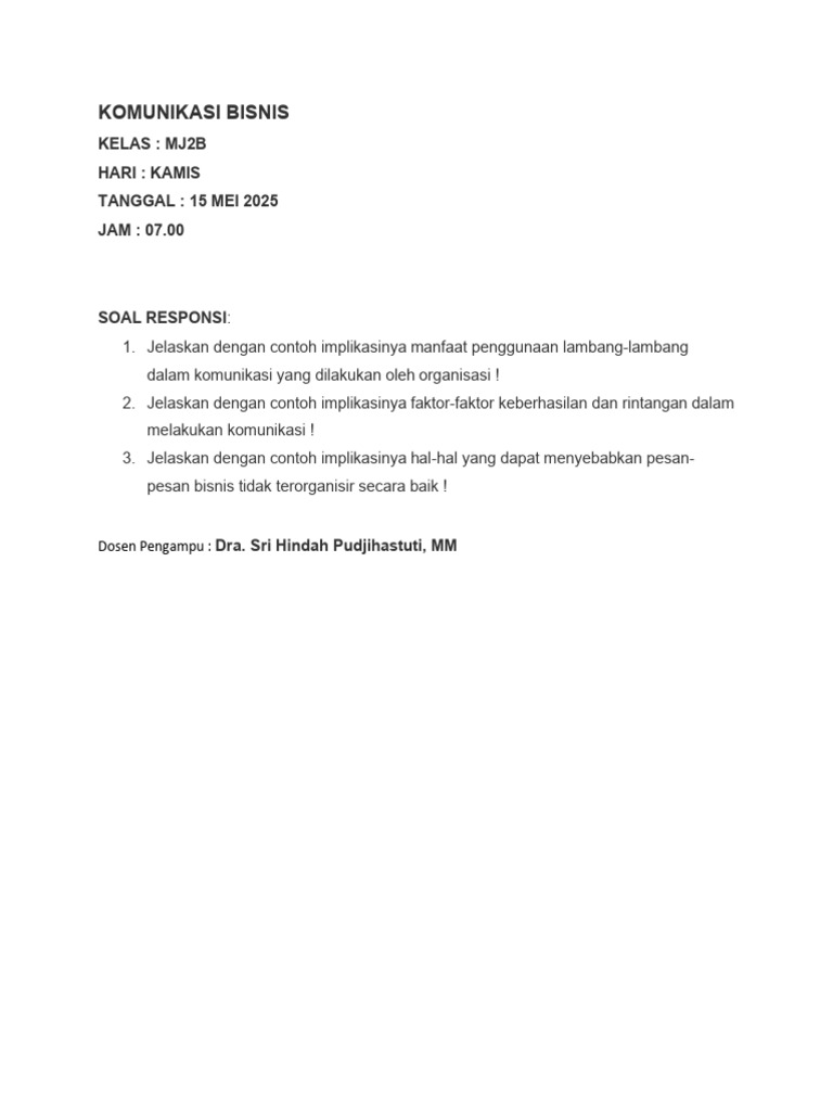 Soal Responsi Komunikasi Bisnis | PDF