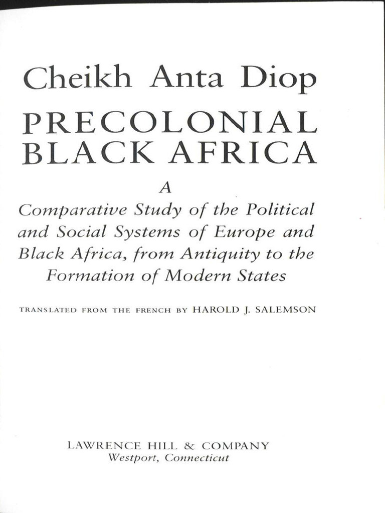 Cheikh Anta Diop - Precolonial Black Africa | PDF