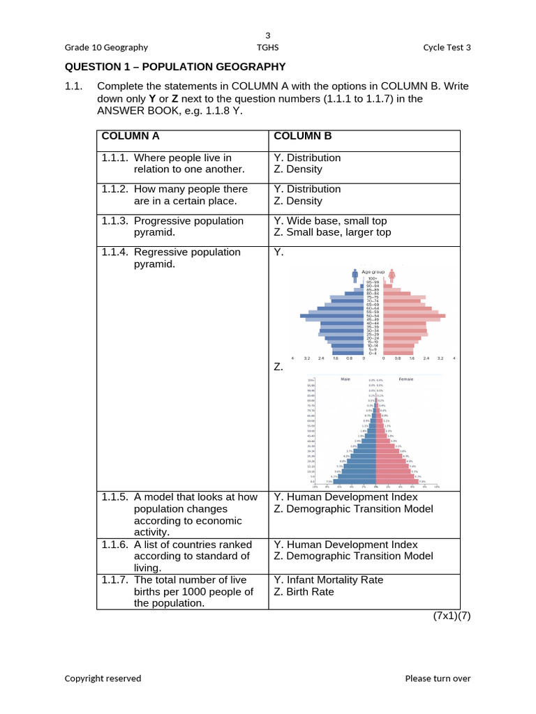 Grade 10 Geography Population Test | PDF | Xenophobia | Environmental ...