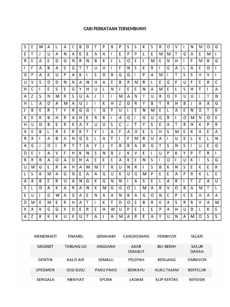 Cari Perkataan Tersembunyi | PDF