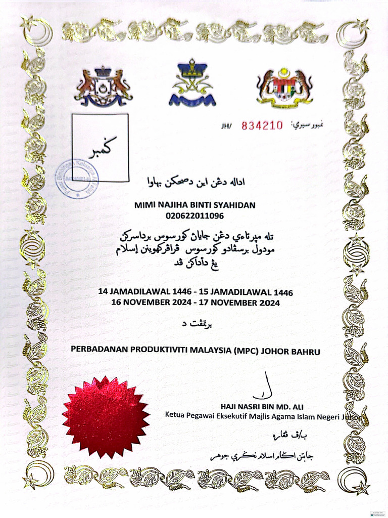 Sijil Kursus Praperkahwinan | PDF