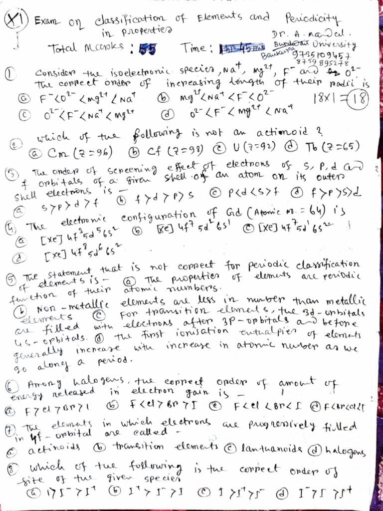 Classification of Elements Notes | PDF