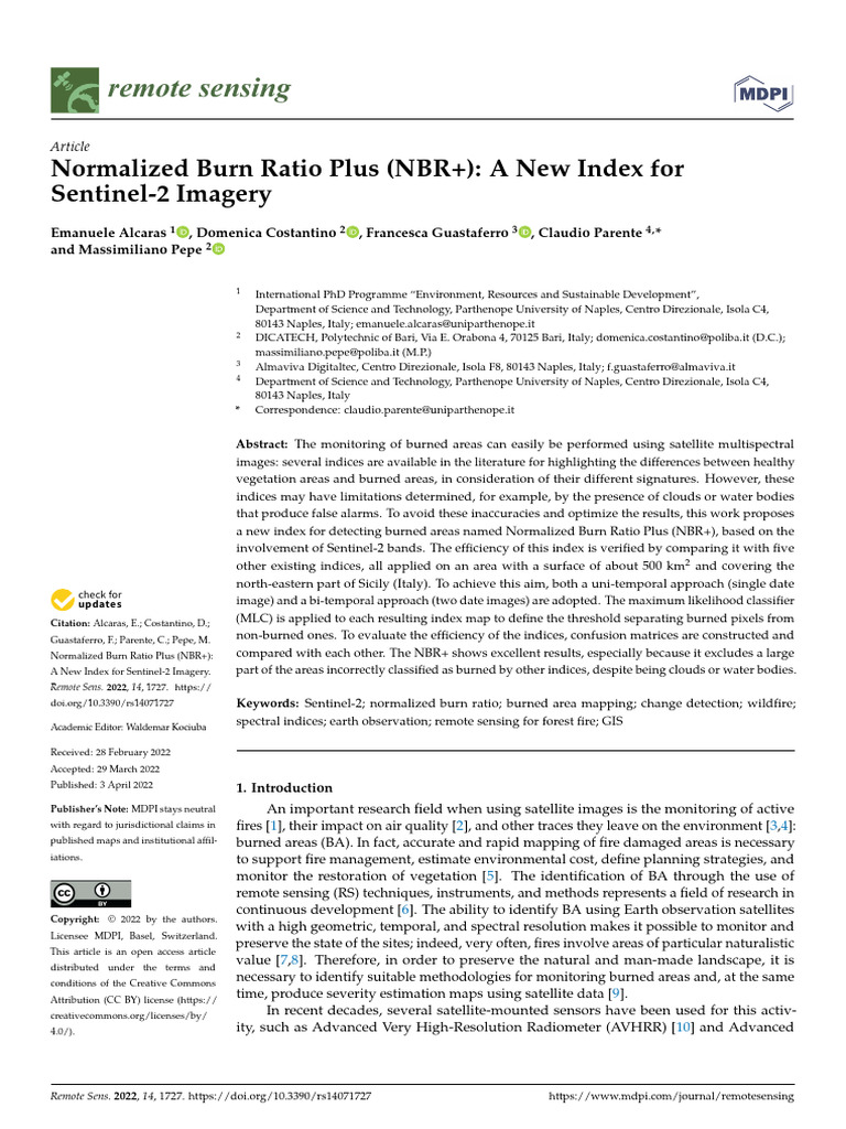 NBR+: Enhanced Burn Detection Index | PDF | Infrared
