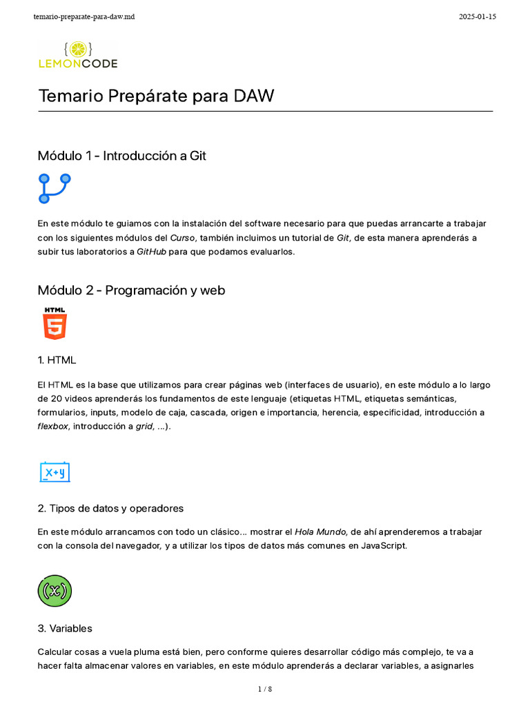 Temario Preparate para Daw | PDF | Bases de datos | Programación