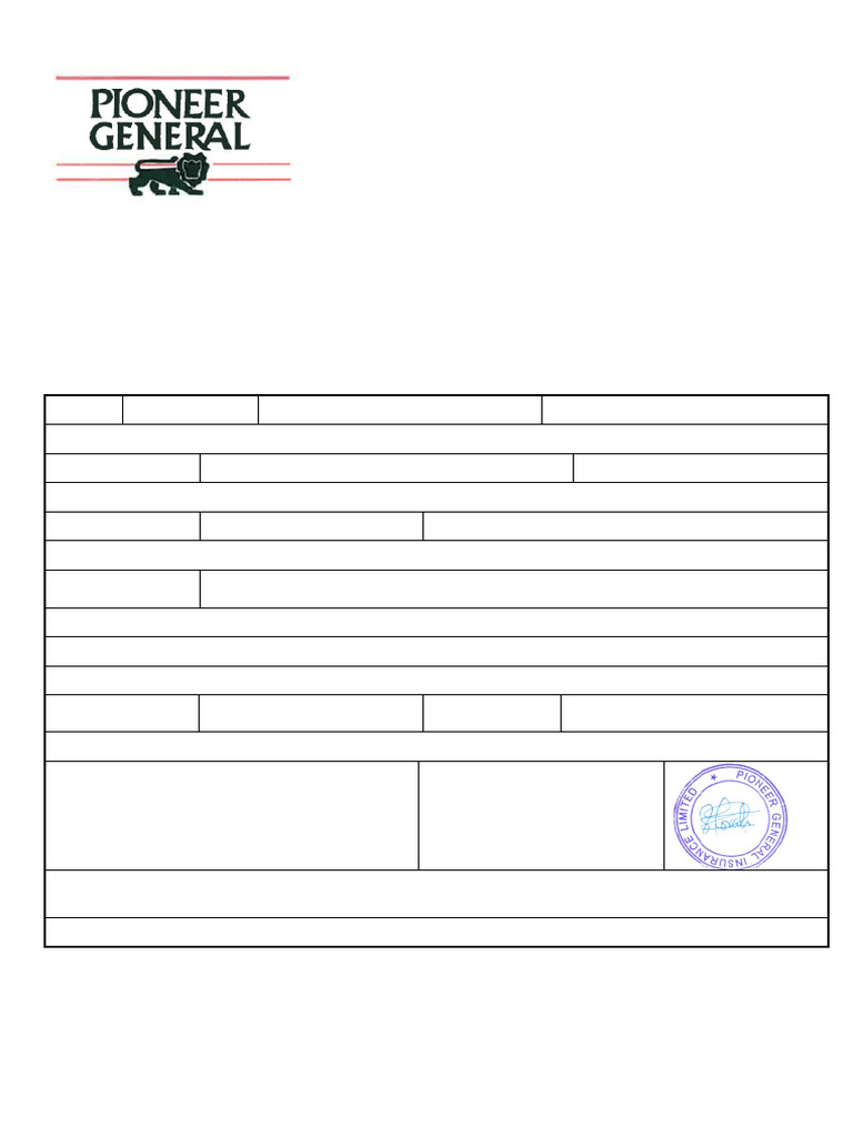 Pioneer General Insurance Receipt | PDF