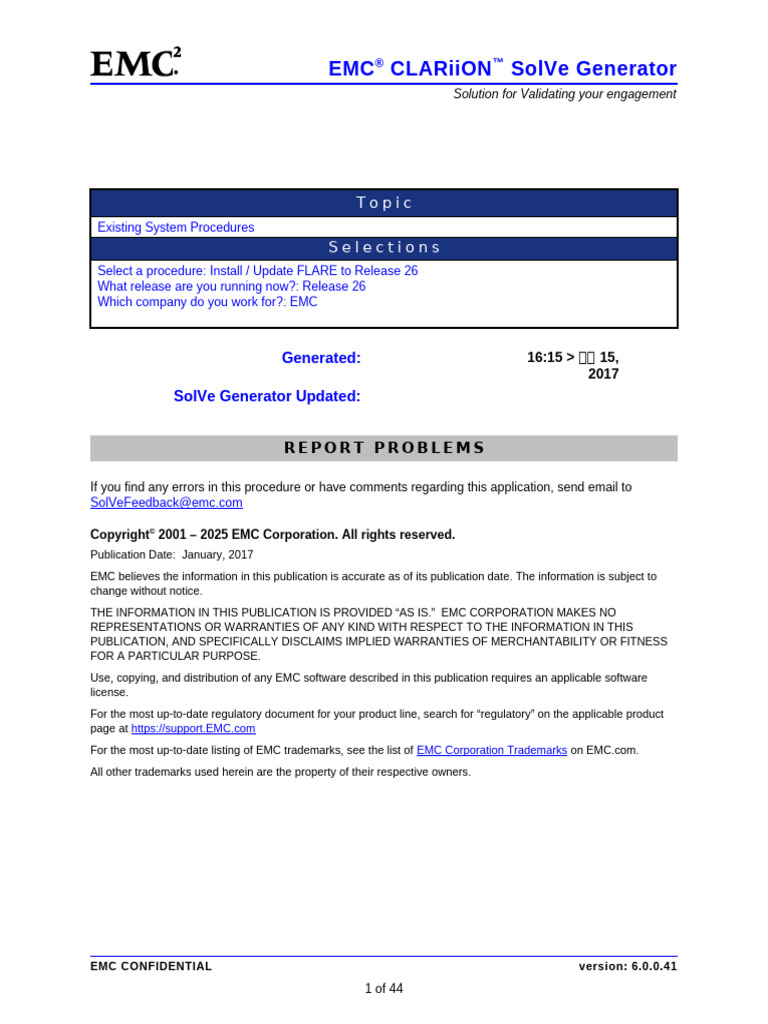 EMC CLARiiON SolVe Generator Guide | PDF | Computing | Computer Science