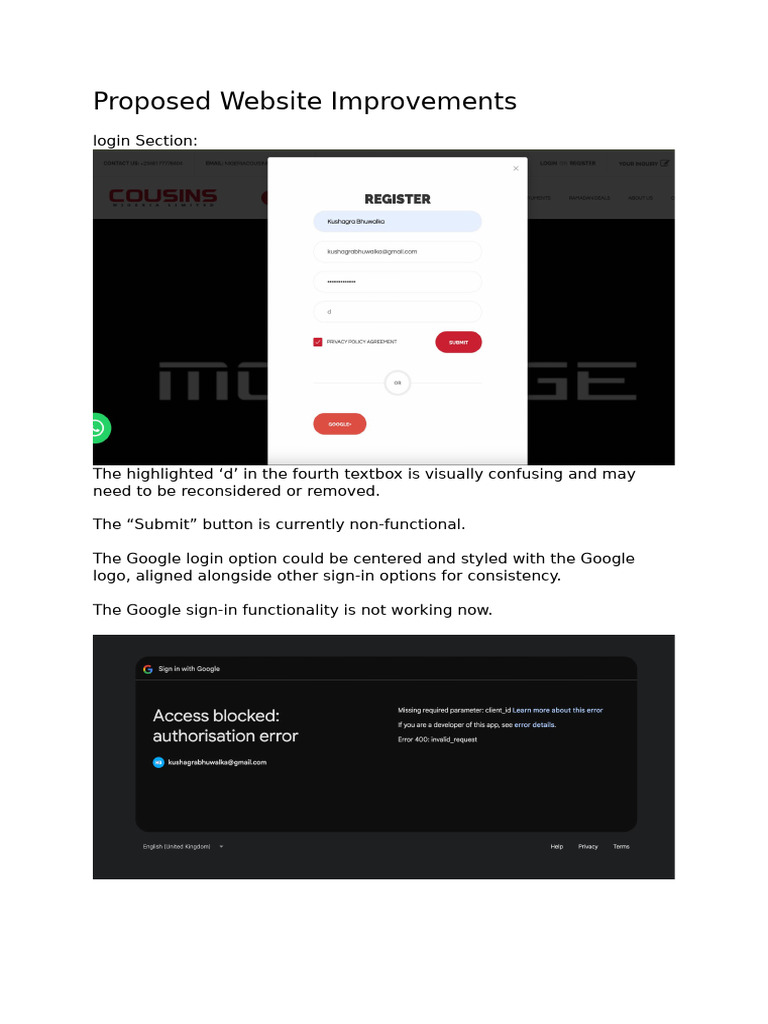 Website Improvement Recommendations | PDF | Computing | Cyberspace