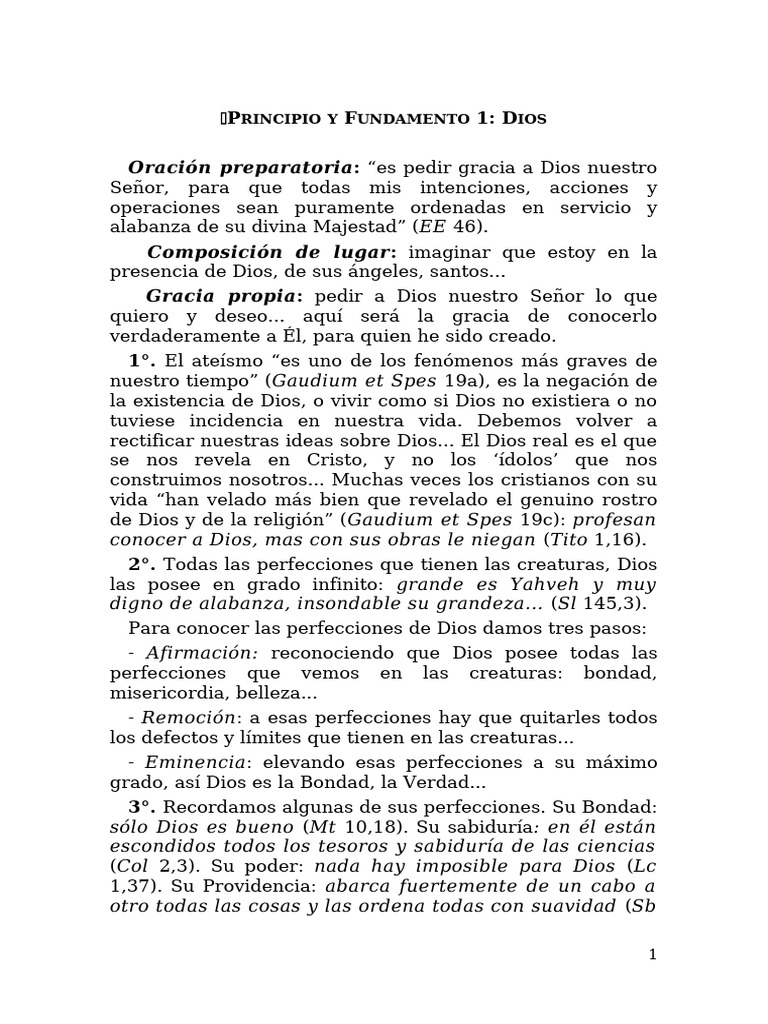 EE - 01 Principio y Fundamento I | PDF | Dios | Concepciones de dios