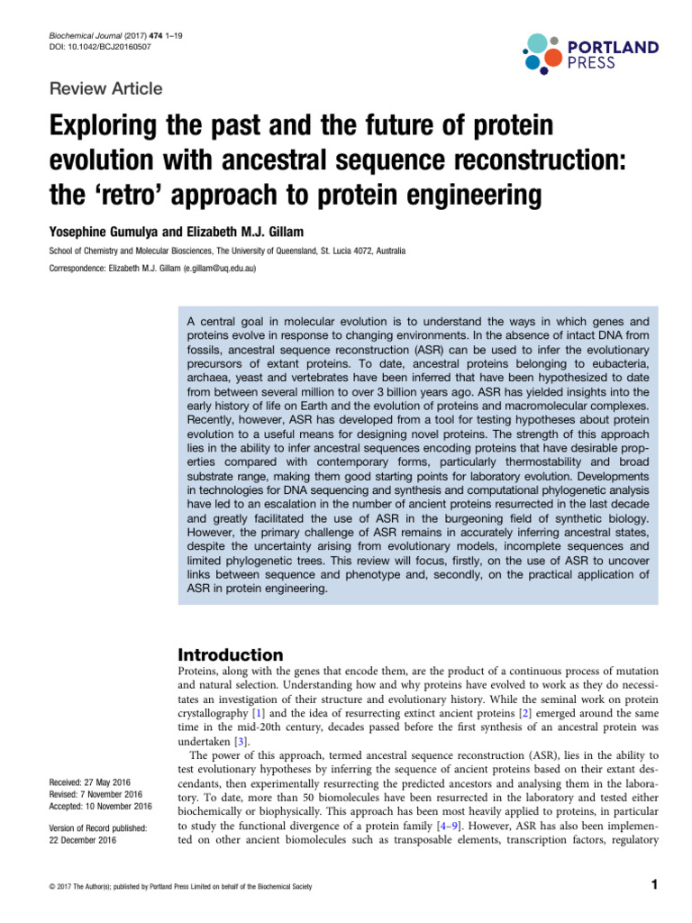 Exploring The Past and The Future of Protein Evolution With Ancestral ...