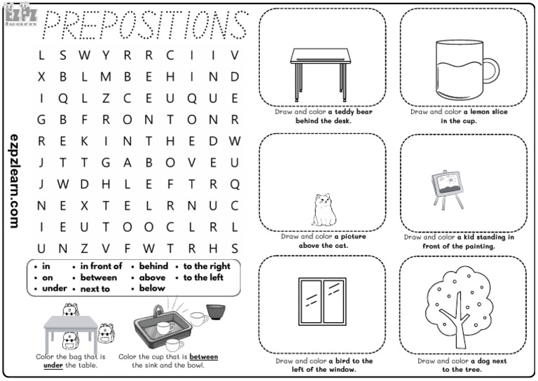 Prepositions Activities For Kids | PDF