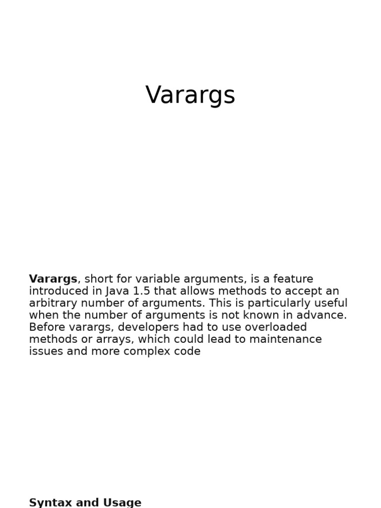 Varargs and wrapper classes | PDF | Parameter (Computer Programming ...